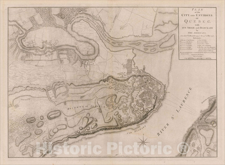 Historic Map : Plan of the City and Environs of Quebec with its Siege ...