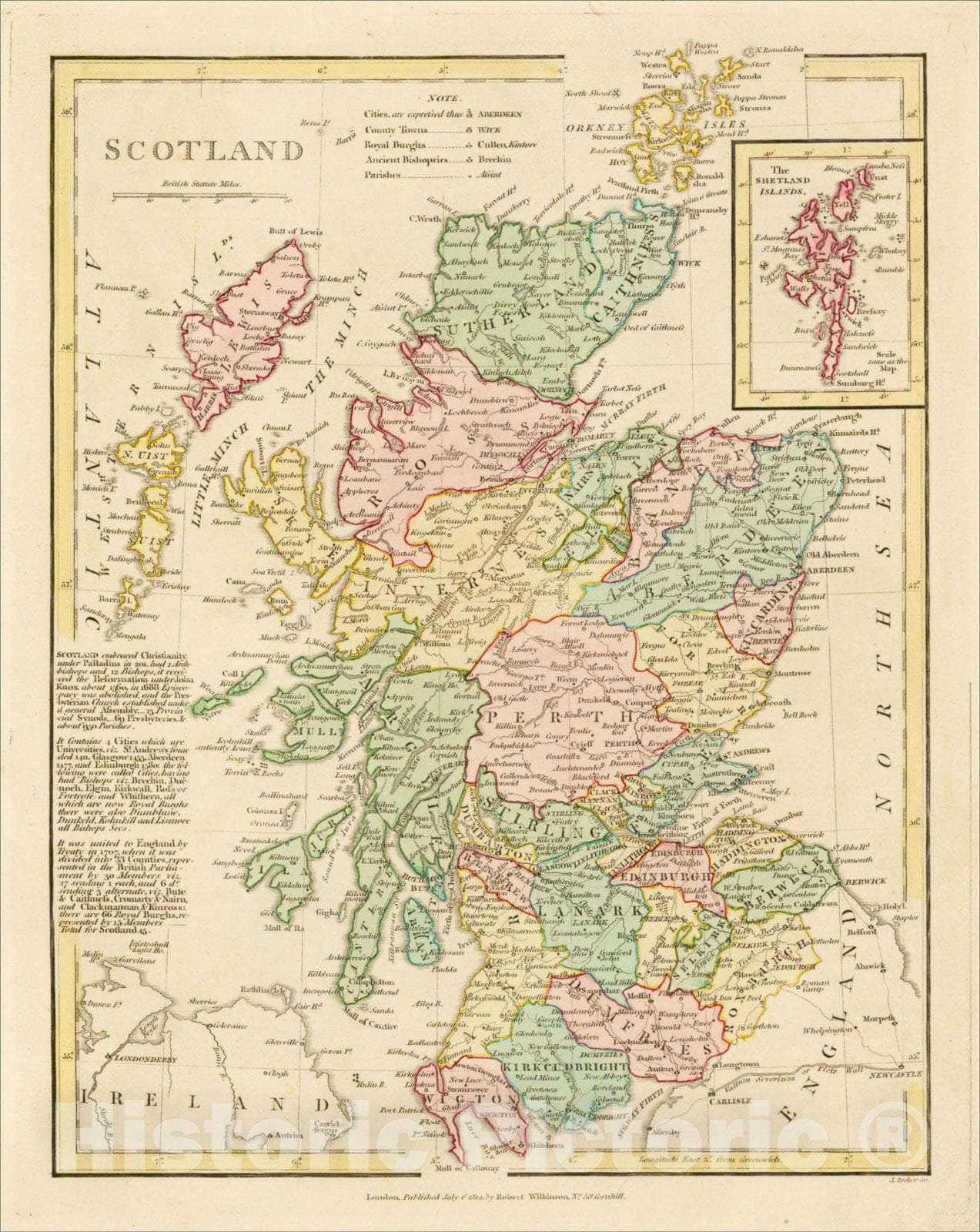 Historic Map : Scotland, 1814, Robert Wilkinson, v1, Vintage Wall Art ...