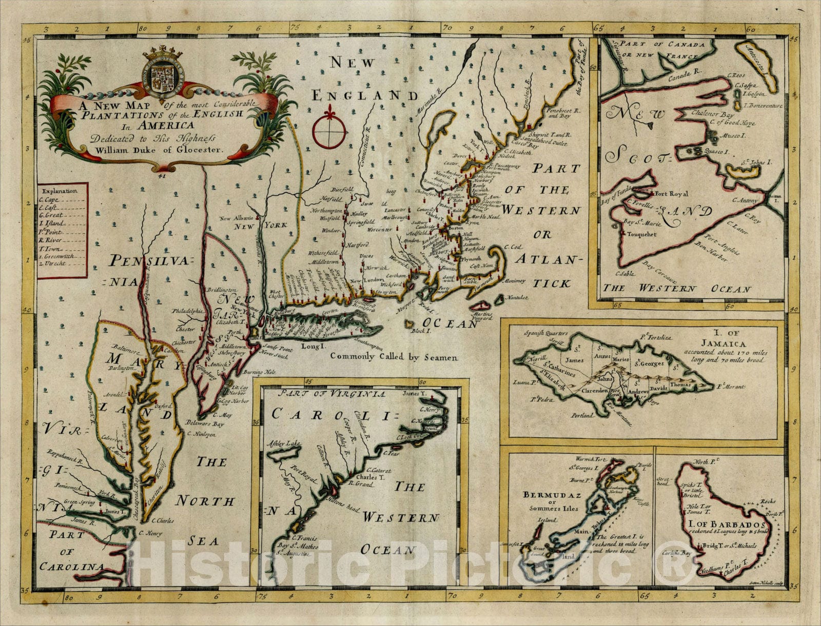 Historic Map : A New Map of the most Considerable Plantations of the E ...