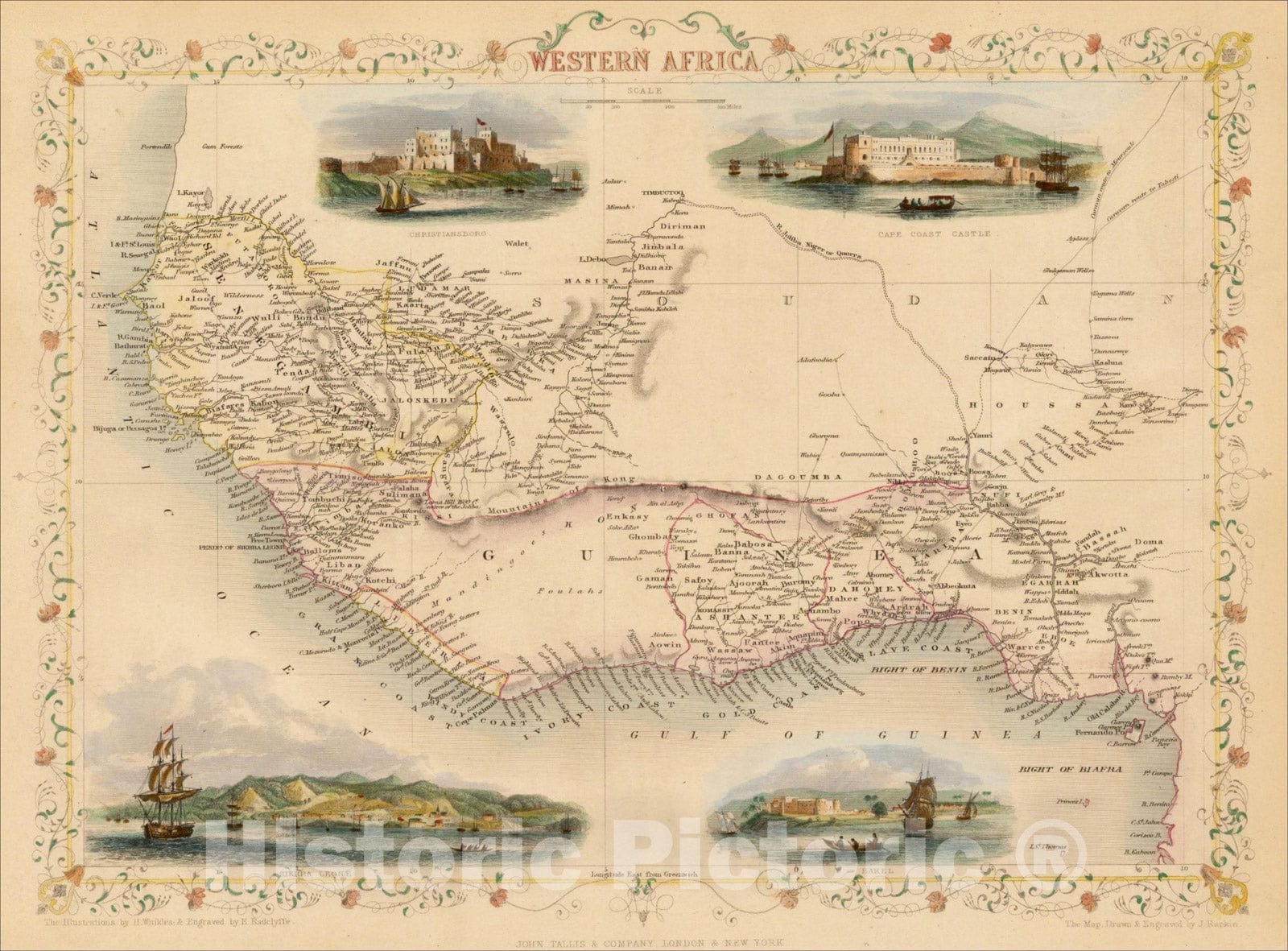 Historic Map : Western Africa, 1851, John Tallis, v1, Vintage Wall Art ...