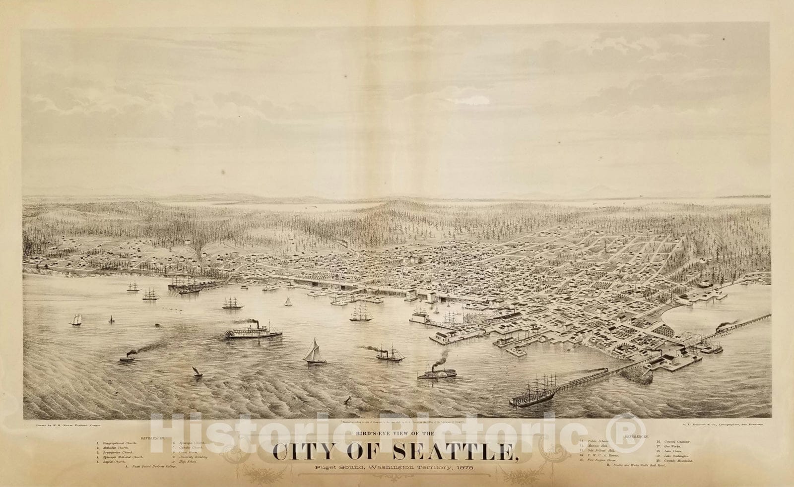 Historic Map : Bird's-Eye View Of The City of Seattle, Puget Sound, Wa ...