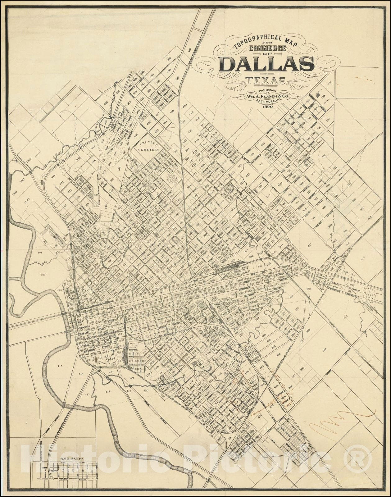 Historic Map : Topographical Map for Commerce of Dallas, Texas, 1890 ...