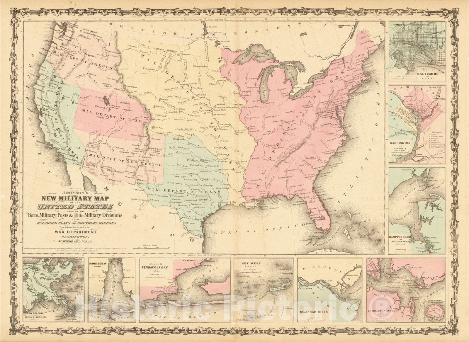 Historic Map : Military Map of the United States Forts, Military Posts ...
