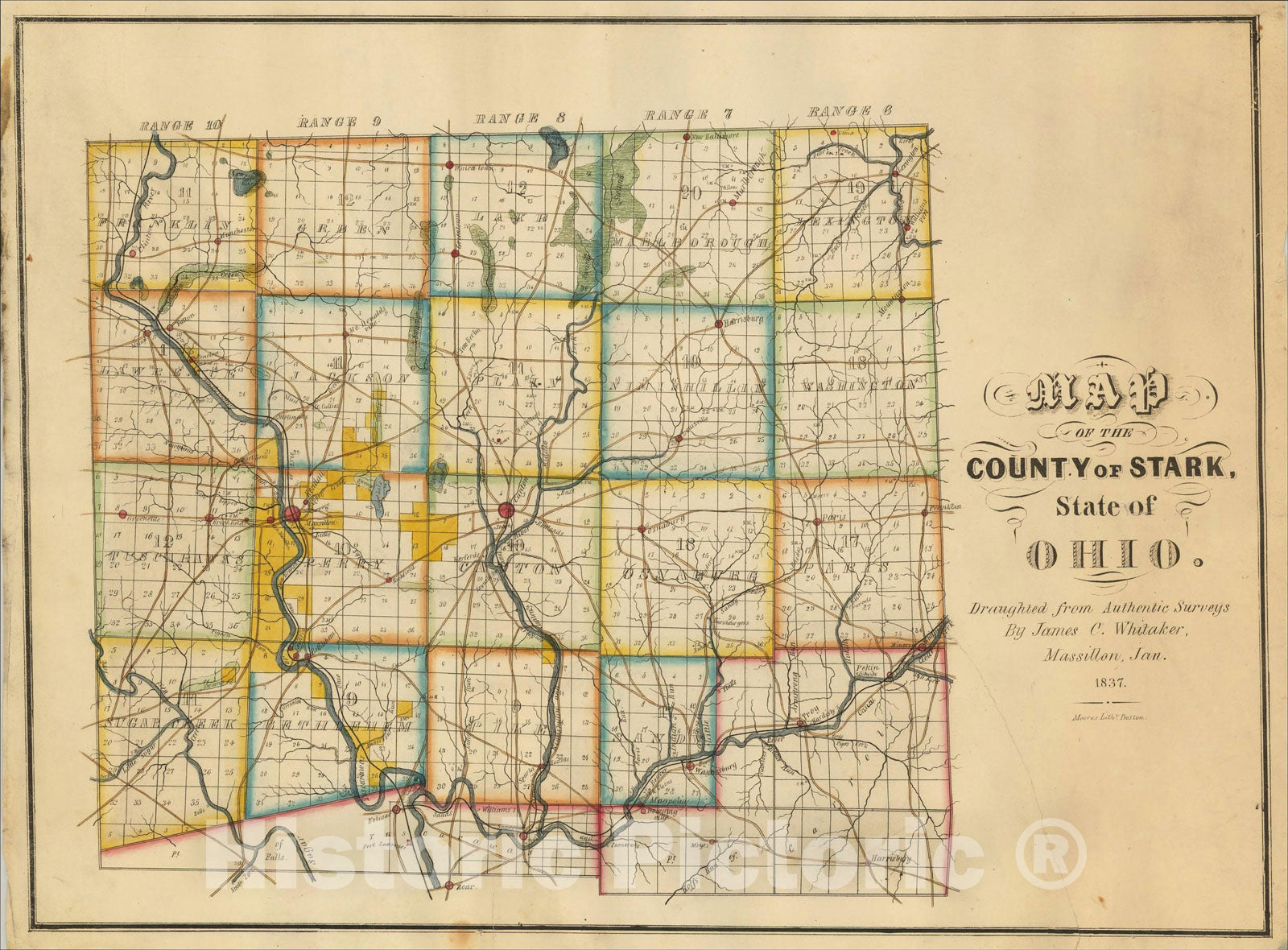 Historic Map : Map of the County of Stark, State of Ohio, Draughted fr ...