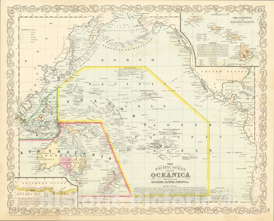 Historic Map : The Pacific Ocean Including Oceanica with its several D ...