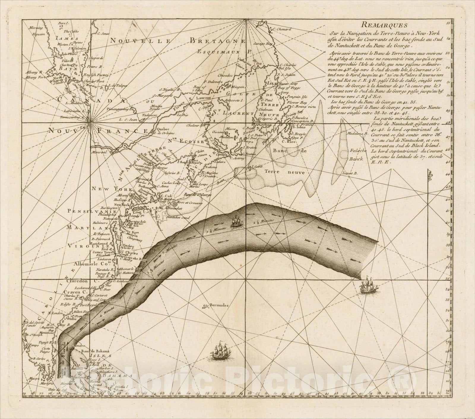 Historic Map : Benjamin Franklin's Chart of the Gulf Stream] Remarques ...