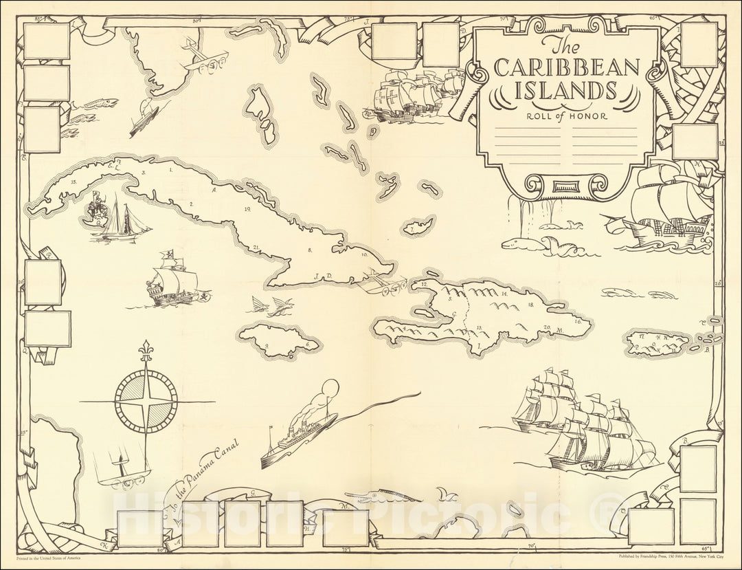 Historic Map : The Caribbean Islands, 1930, Dr. Gilbert Q. LeSourd, Vi ...
