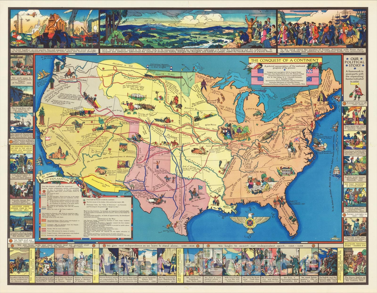 Historic Map : The Conquest of A Continent A pictorial representation ...