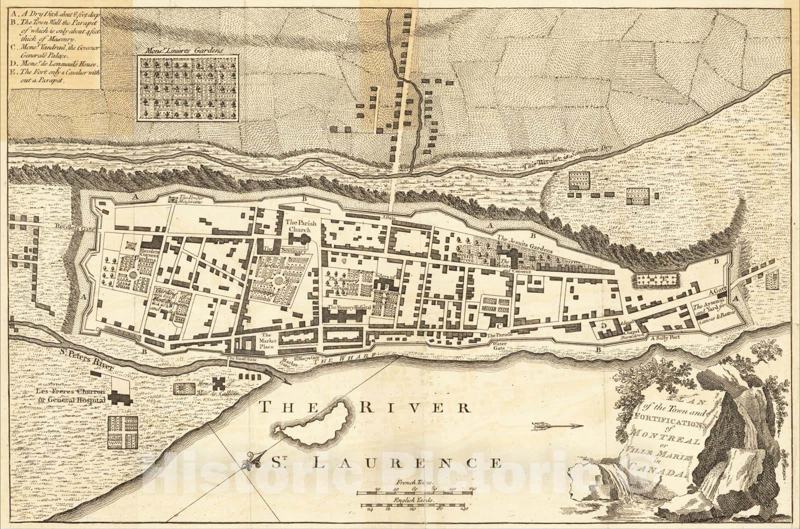 Historic Map : Plan of the Town and Fortifications of Montreal or Vill ...