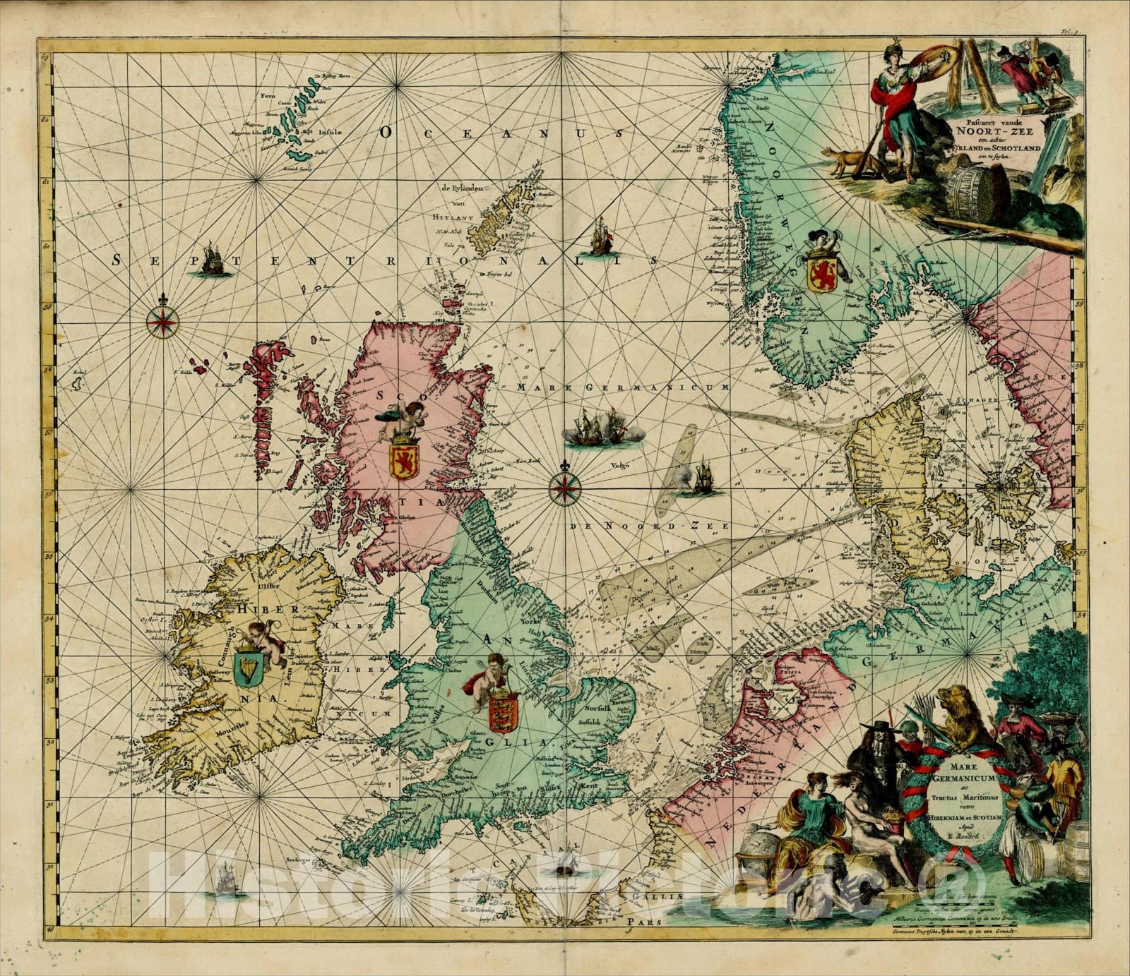 Historic Map : Mare Germanicum ac Tractus Maritimus rerto Hiberniam et ...