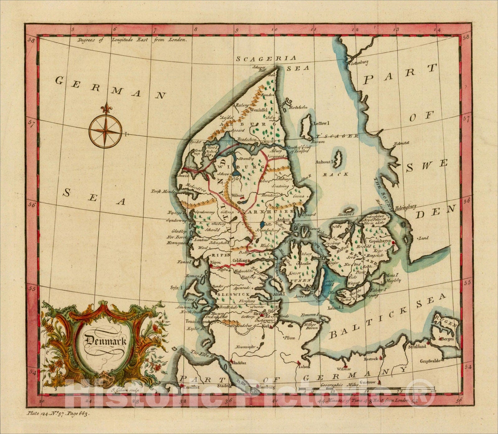 Historic Map : Denmark, 1760, John Gibson, Vintage Wall Art – Historic ...