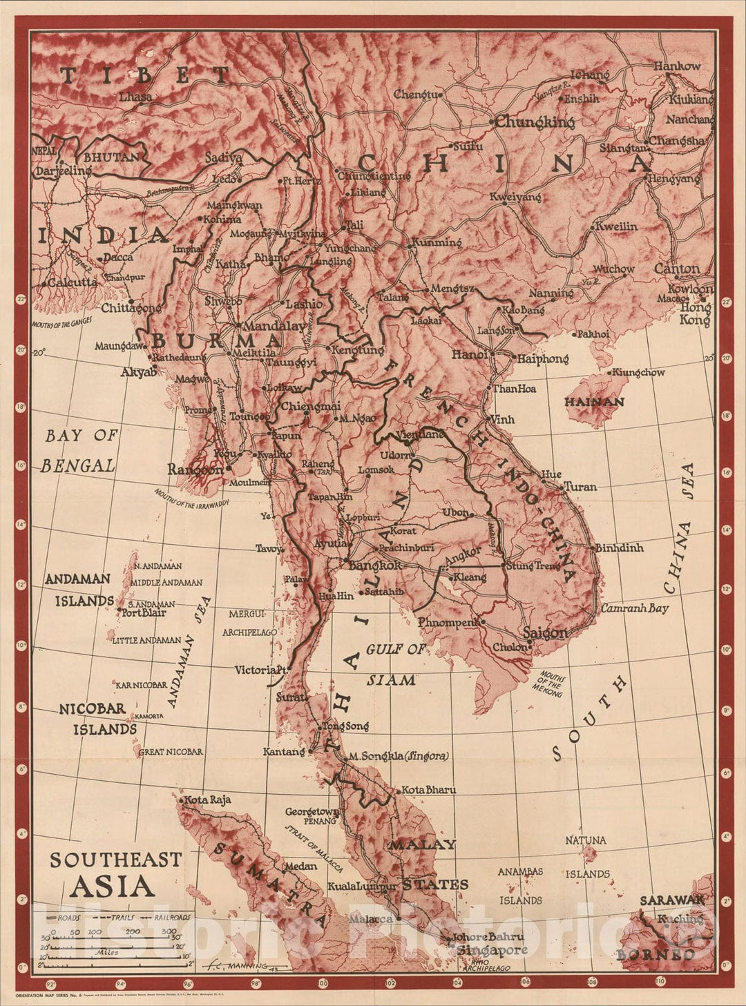 Historic Map : Southeast Asia (WWII Propaganda Map), 1943, F. C. Manni ...