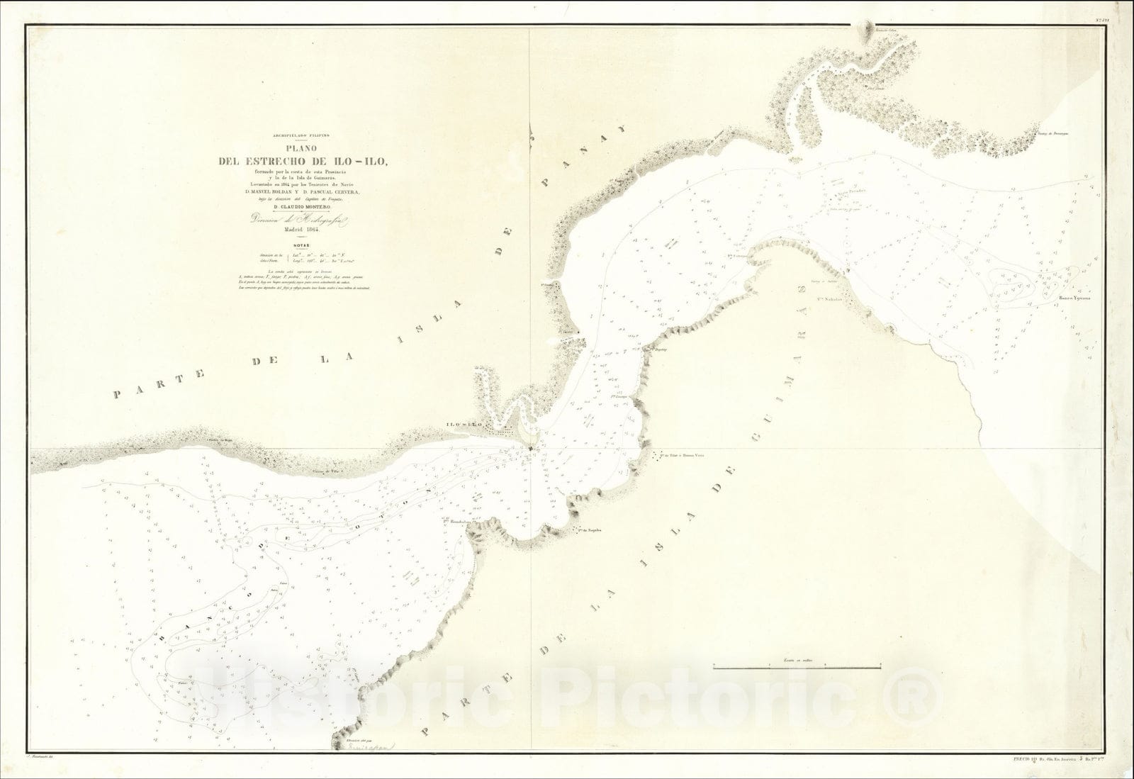 Strait of Iloilo Philippines 1864 Nautical Chart Map Print – Historic ...