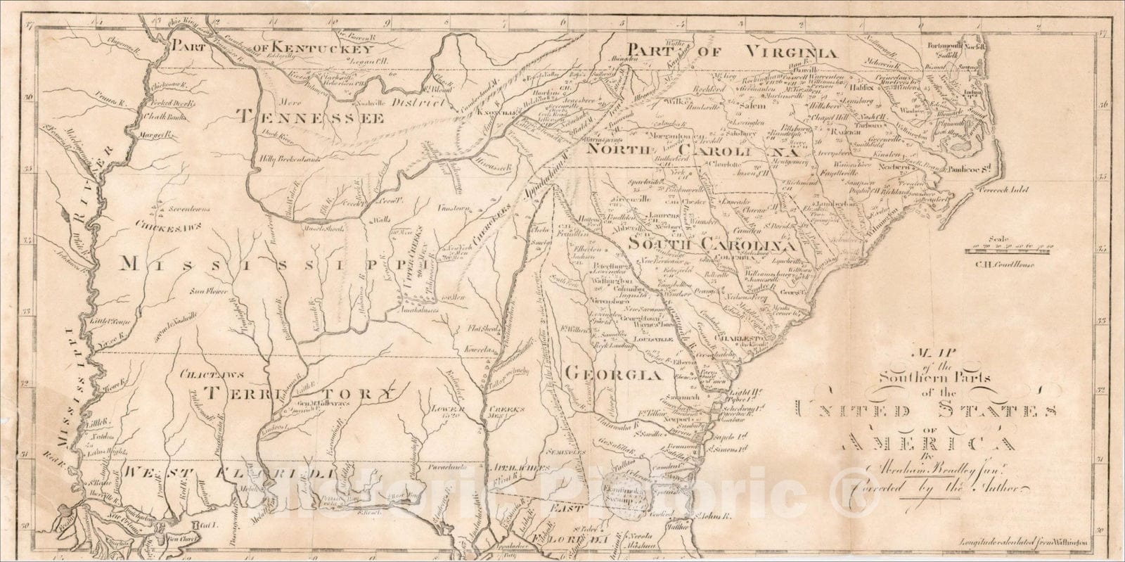 Historic Map : Map of the Southern Parts of the United States of Ameri ...
