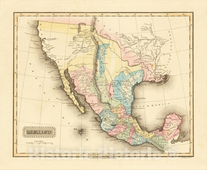 Historic Map : Mexico, 1823, Fielding Lucas Jr., v2, Vintage Wall Art ...