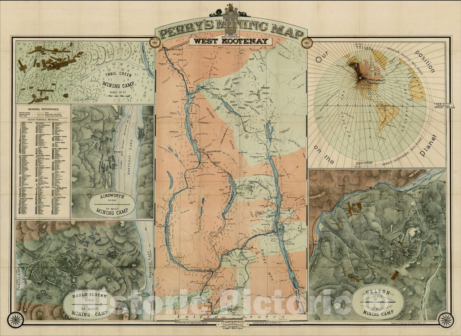 Historic Map : Perry's Mining Map of the Southern Dist. West Kootenay ...