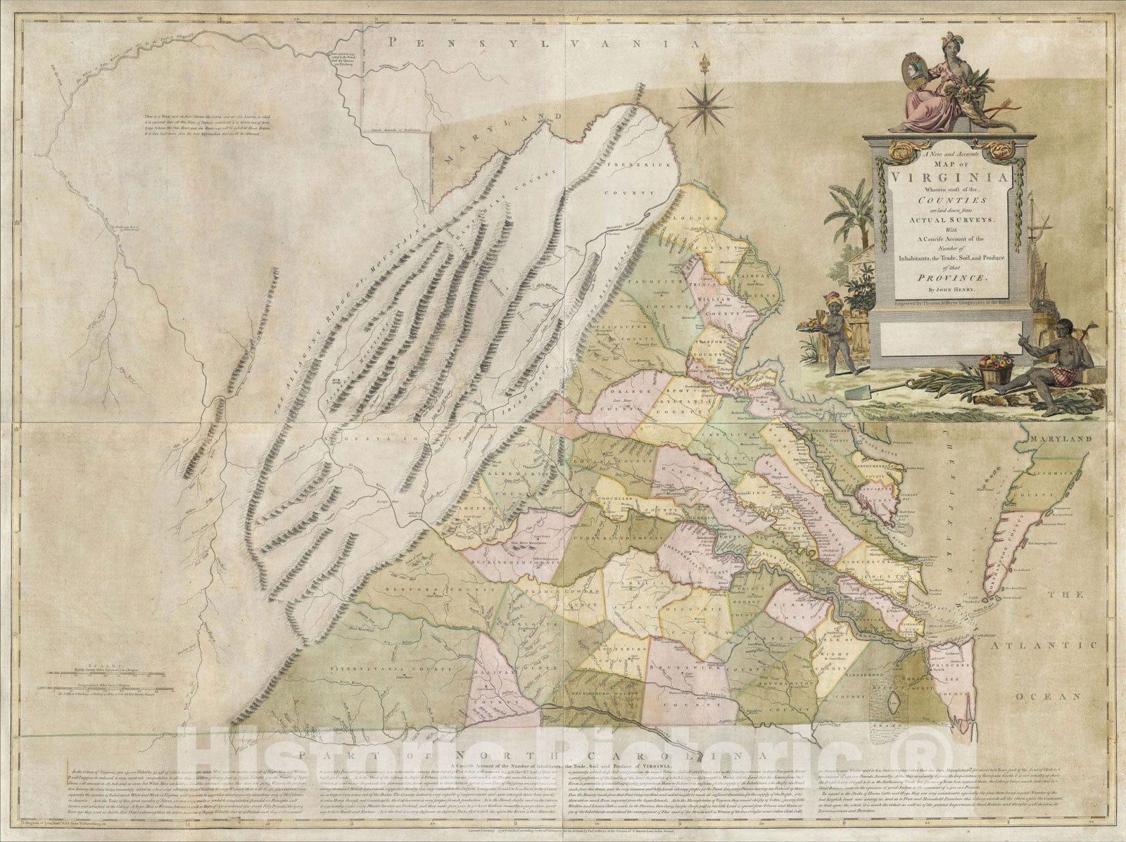 Historic Map : A New and Accurate Map of Virginia, 1770, John Henry, V ...