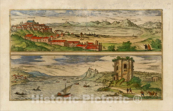 Historic Map : [Pozzuoli and Baia] Puteoli and Baiae, 1575, Georg Brau ...