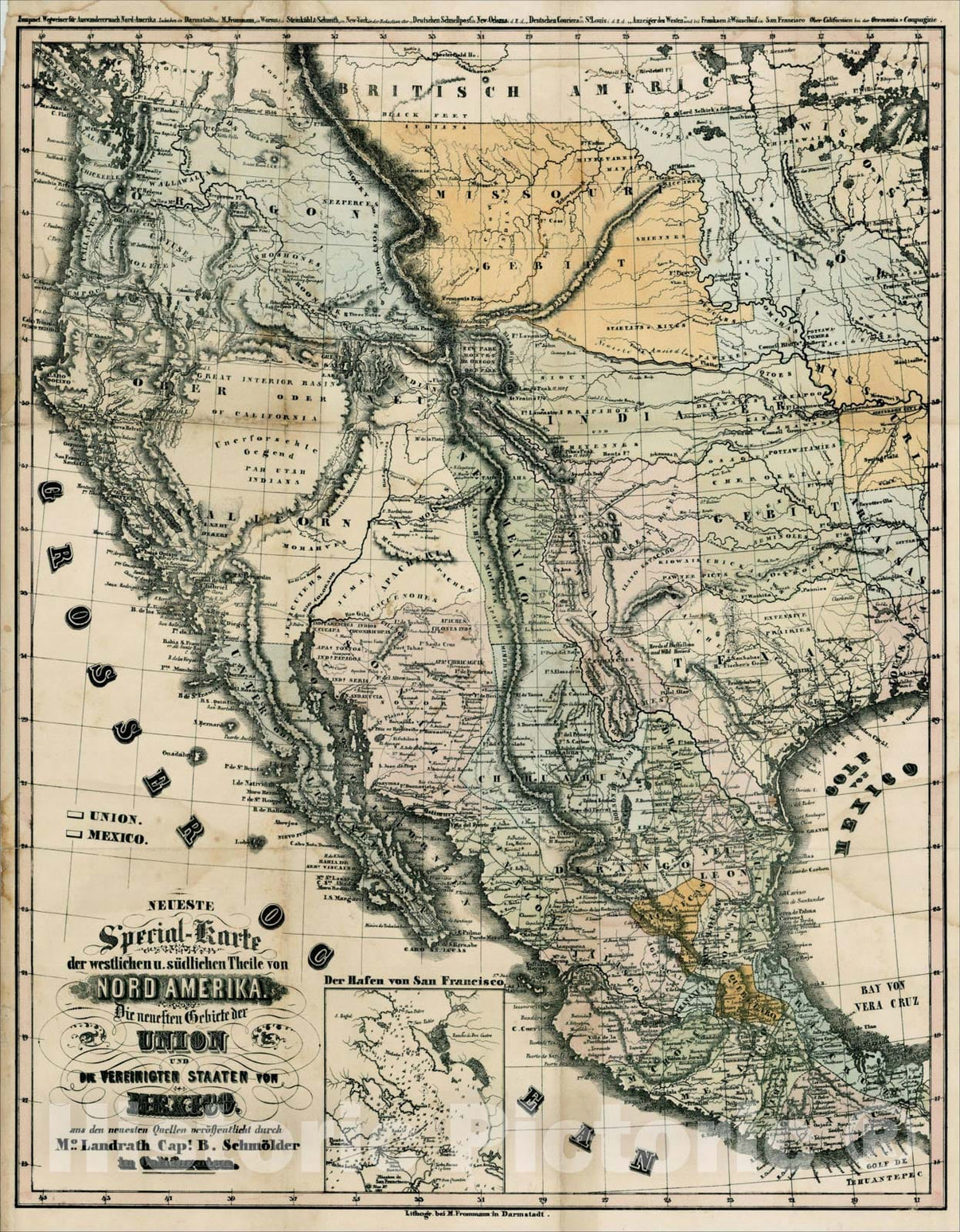 Historic Map : Neueste Special-Karte der Westlichen, 1849, Bruno Schmo ...
