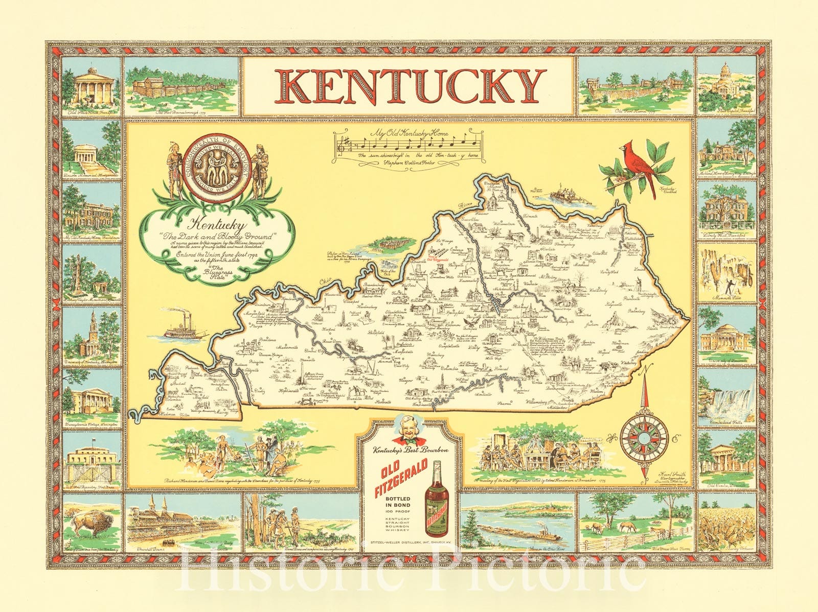 Historic Map : Kentucky, 1942, Karl Smith, Vintage Wall Art – Historic ...