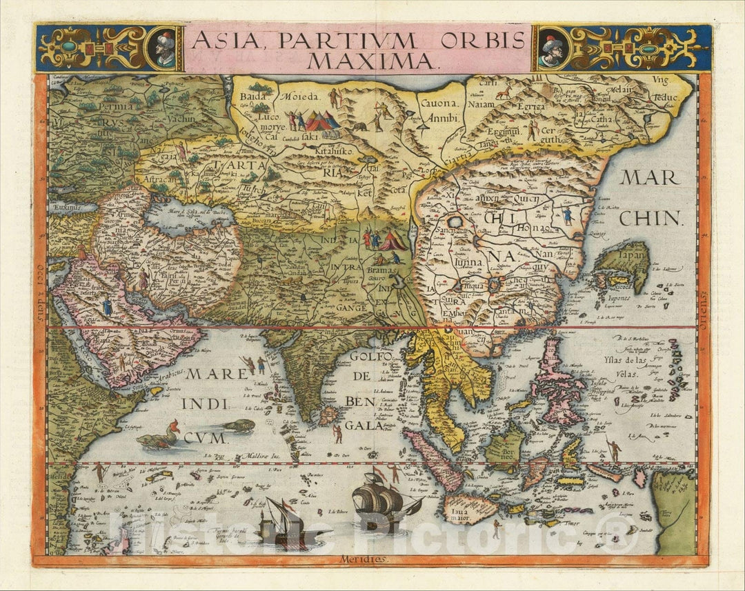 Historic Map : Asia, Partium Orbis Maxima, 1593, Gerard de Jode, Vinta ...