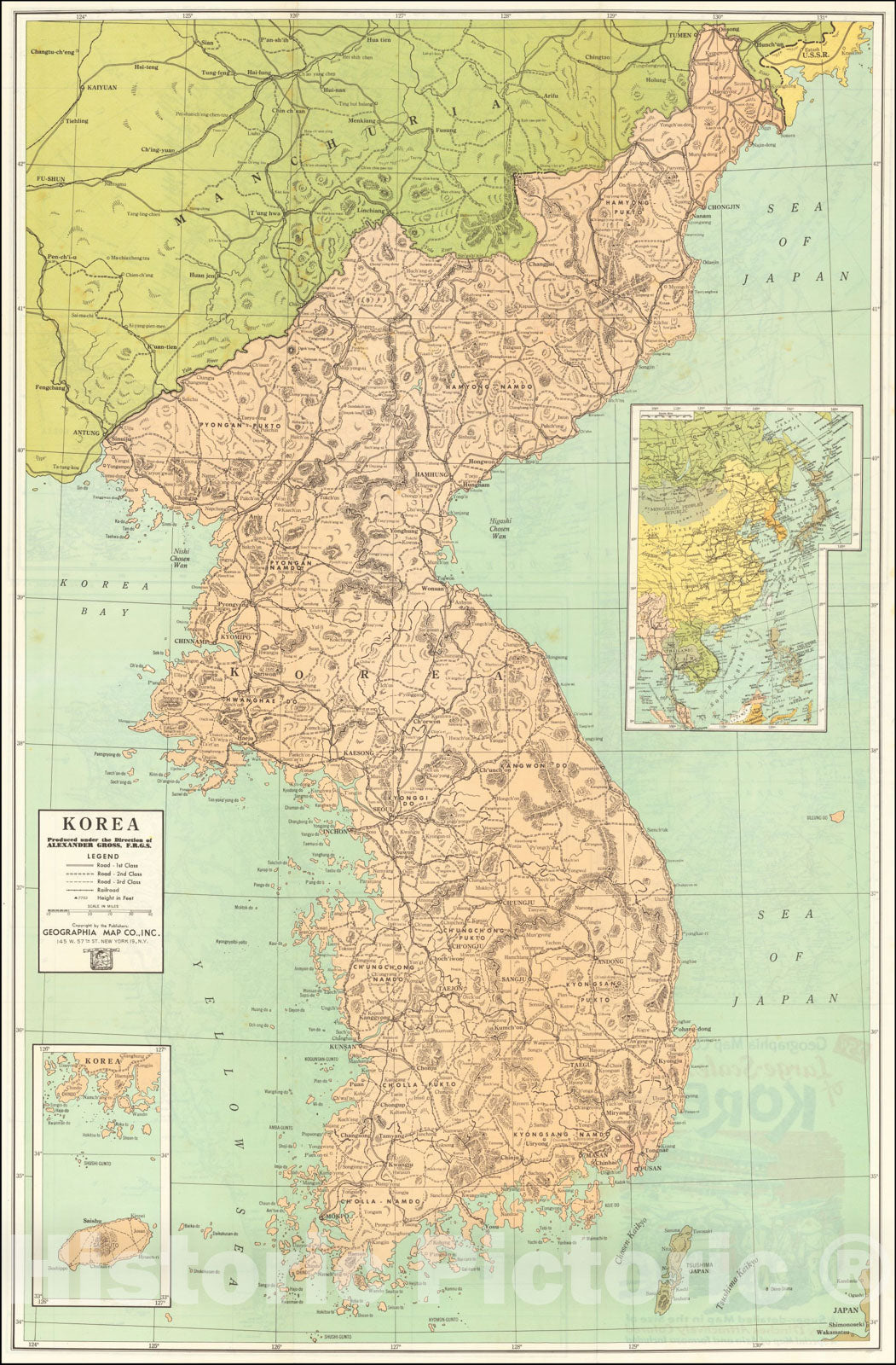 Geographia Map of Korea 1950 - Historical Map Print – Historic Pictoric