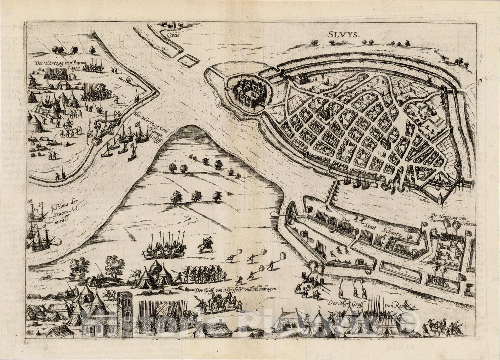 Historic Map : Sluys, 1588, Michael Aitzinger, Vintage Wall Art ...