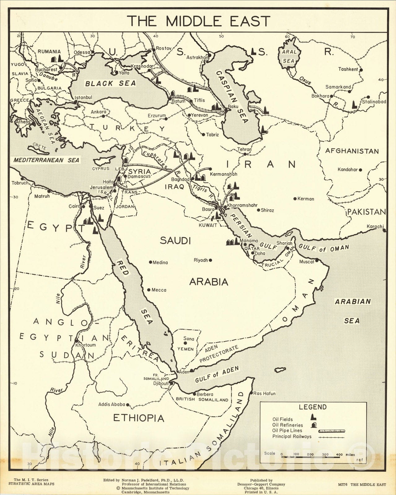 Historic Map : The Middle East, c1950, Norman J. Padelford, Vintage Wa ...