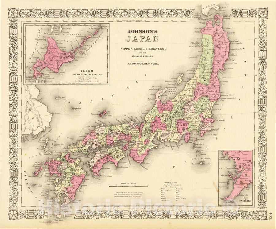 Historic Map : Johnson's Japan Nippon, Kiusiu, Sikok, Yesso and the Ja ...