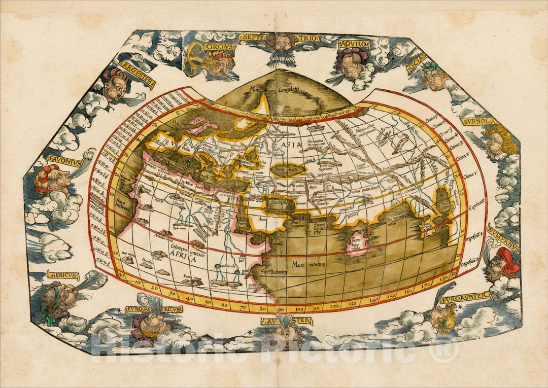 Historic Map : [Untitled World Map], 1522, Lorenz Fries, Vintage Wall ...