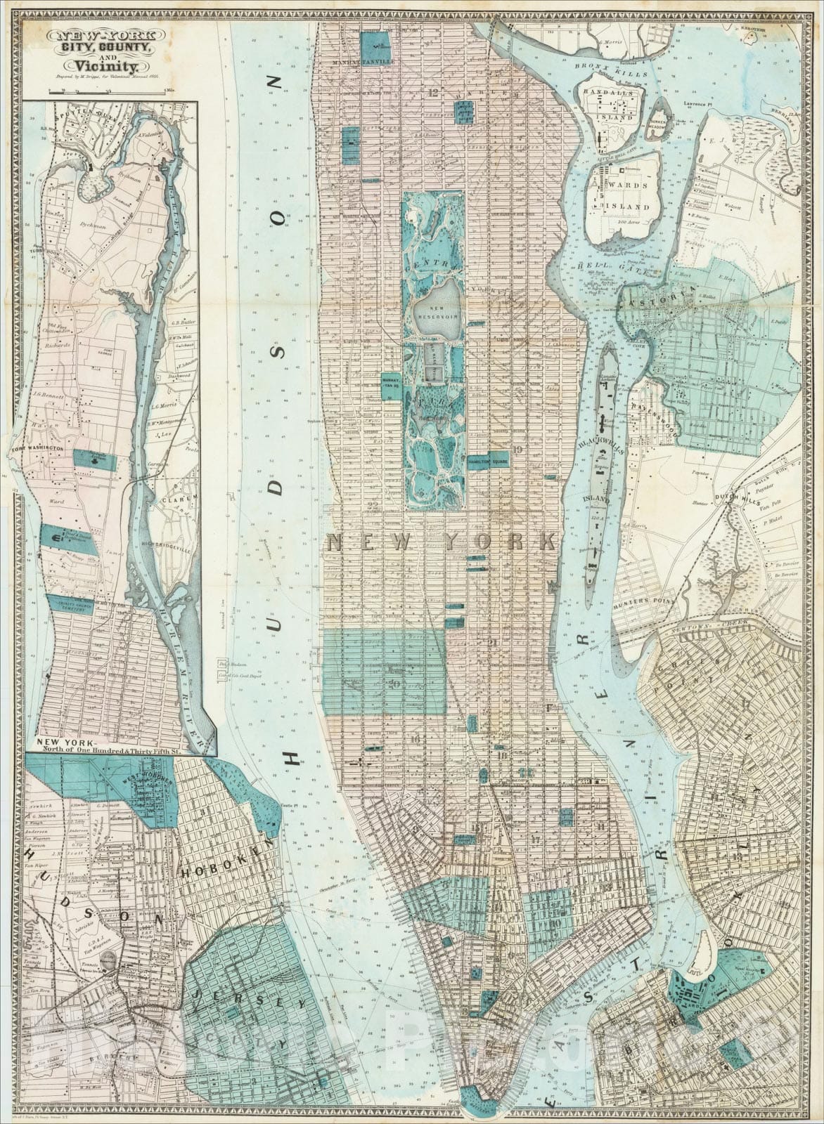 Historic Map : New-York City, County And Vicinity, c1860, Matthew Drip ...