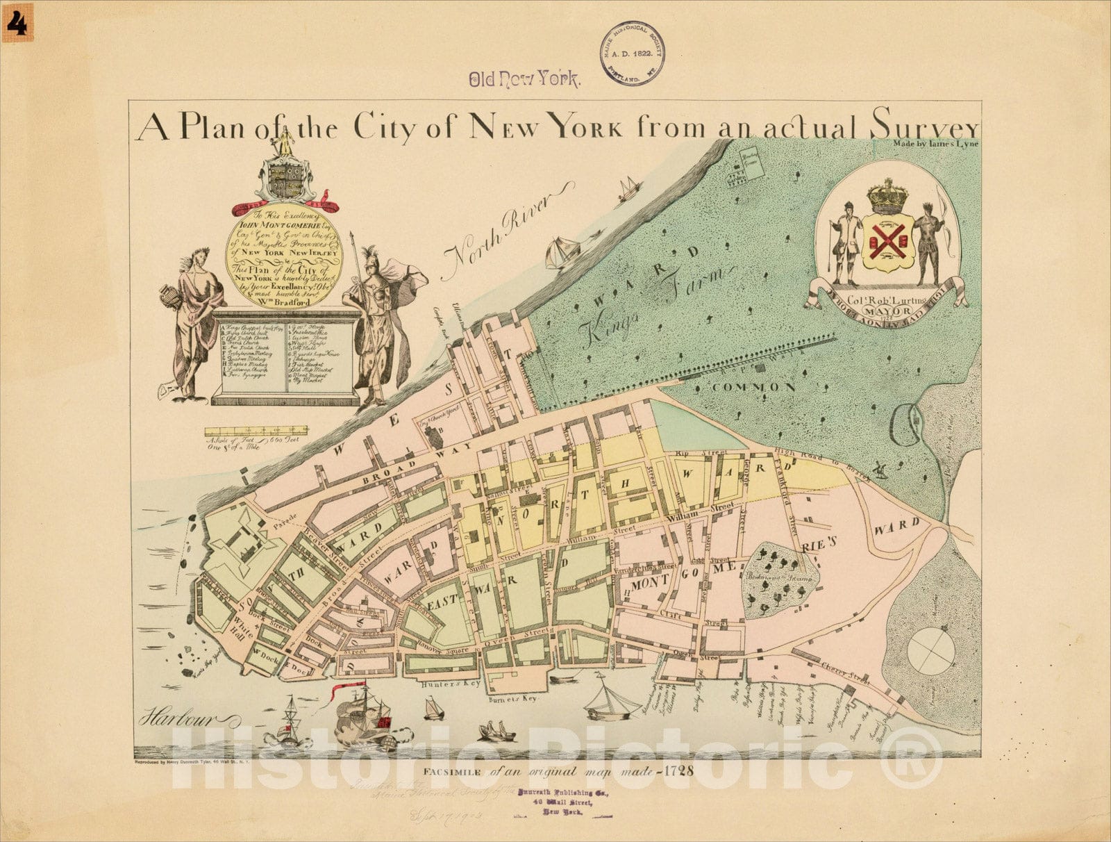 Historic Map : A Plan of The City of New York from an actual Survey, c ...