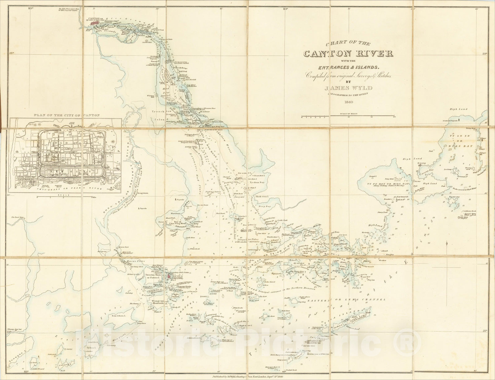 Historic Map : Chart of the Canton River with the Entrances & Islands ...