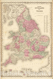 Historic Map : Colton's England and Wales, 1862, G.W. & C.B. Colton, V ...