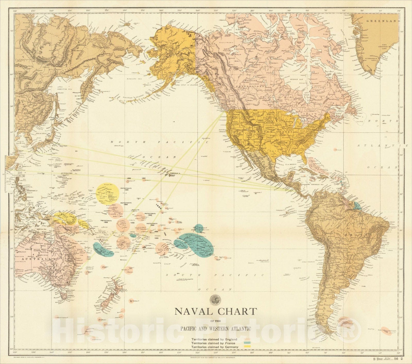 Historic Map : Naval Chart of the Pacific Western Atlantic, 1894, Norr ...