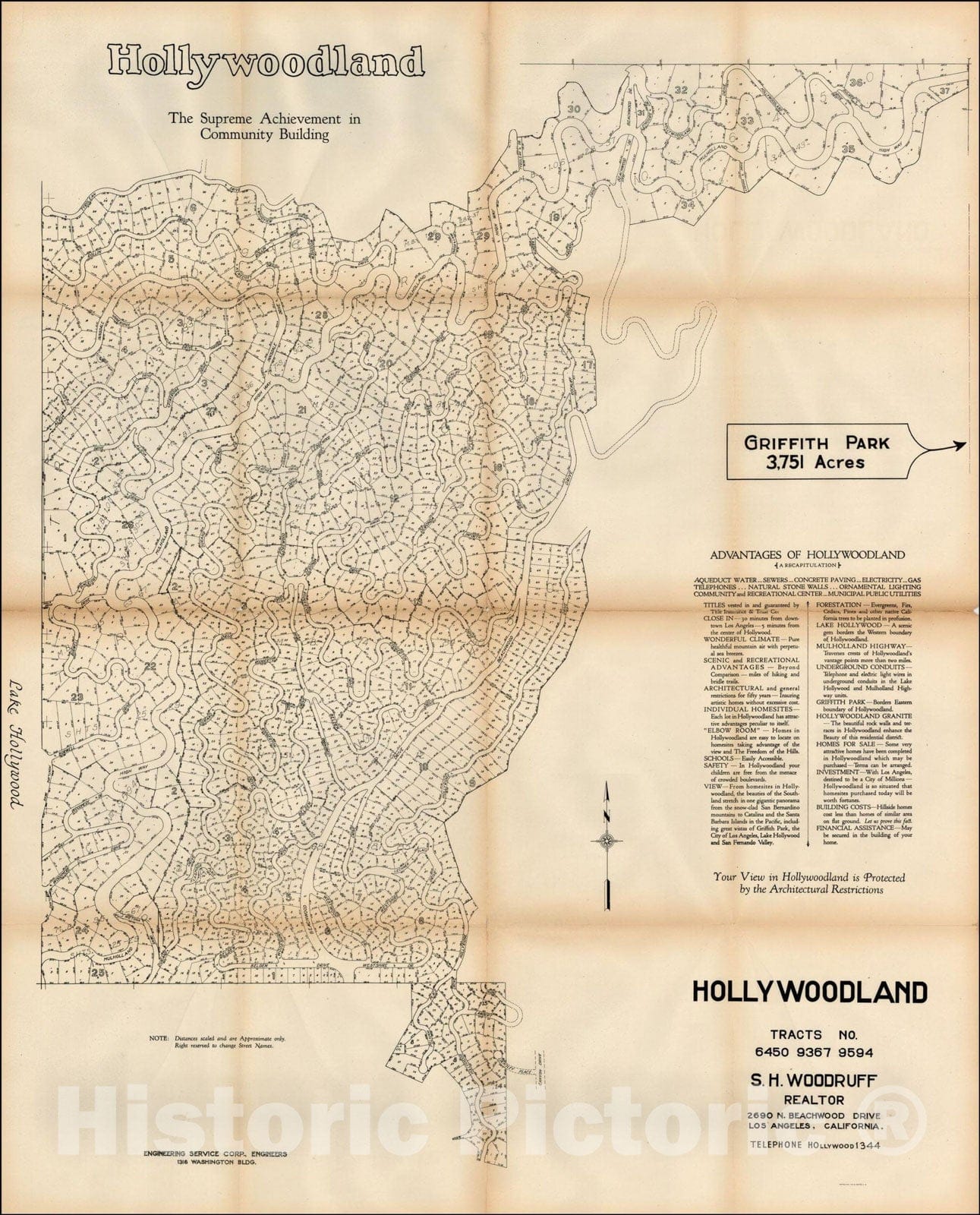 Historic Map : Hollywoodland The Supreme Acheivement In Community Buil ...