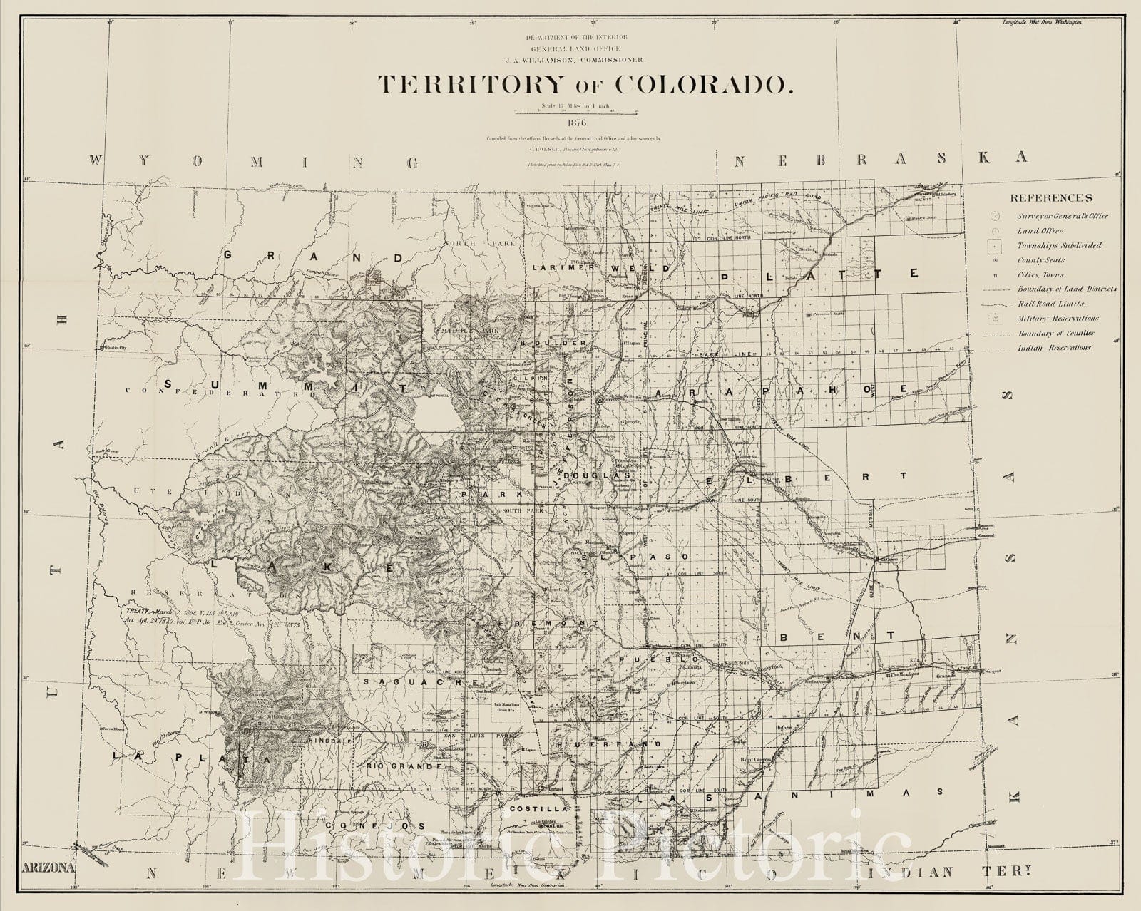 Historic Map : Territory of Colorado, 1876, 1876, , Vintage Wall Art ...