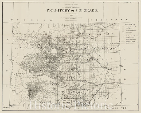 Historic Map : Territory of Colorado, 1876, 1876, , Vintage Wall Art ...