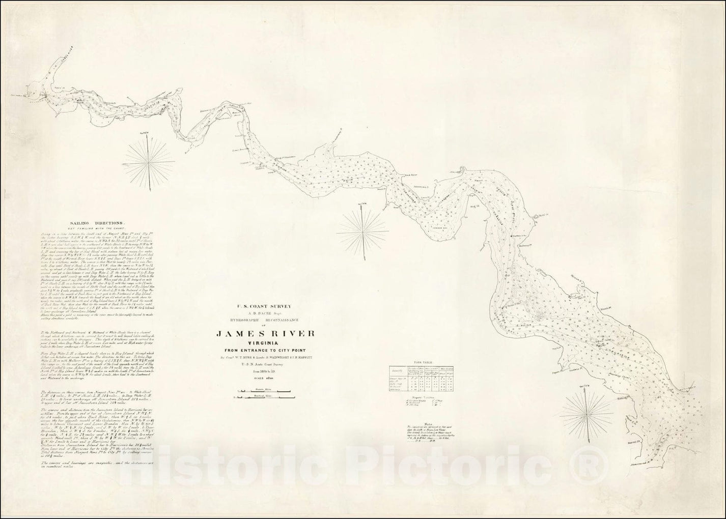 Historic Map : Hydrographic Reconnaissance of James River Virginia Fro ...
