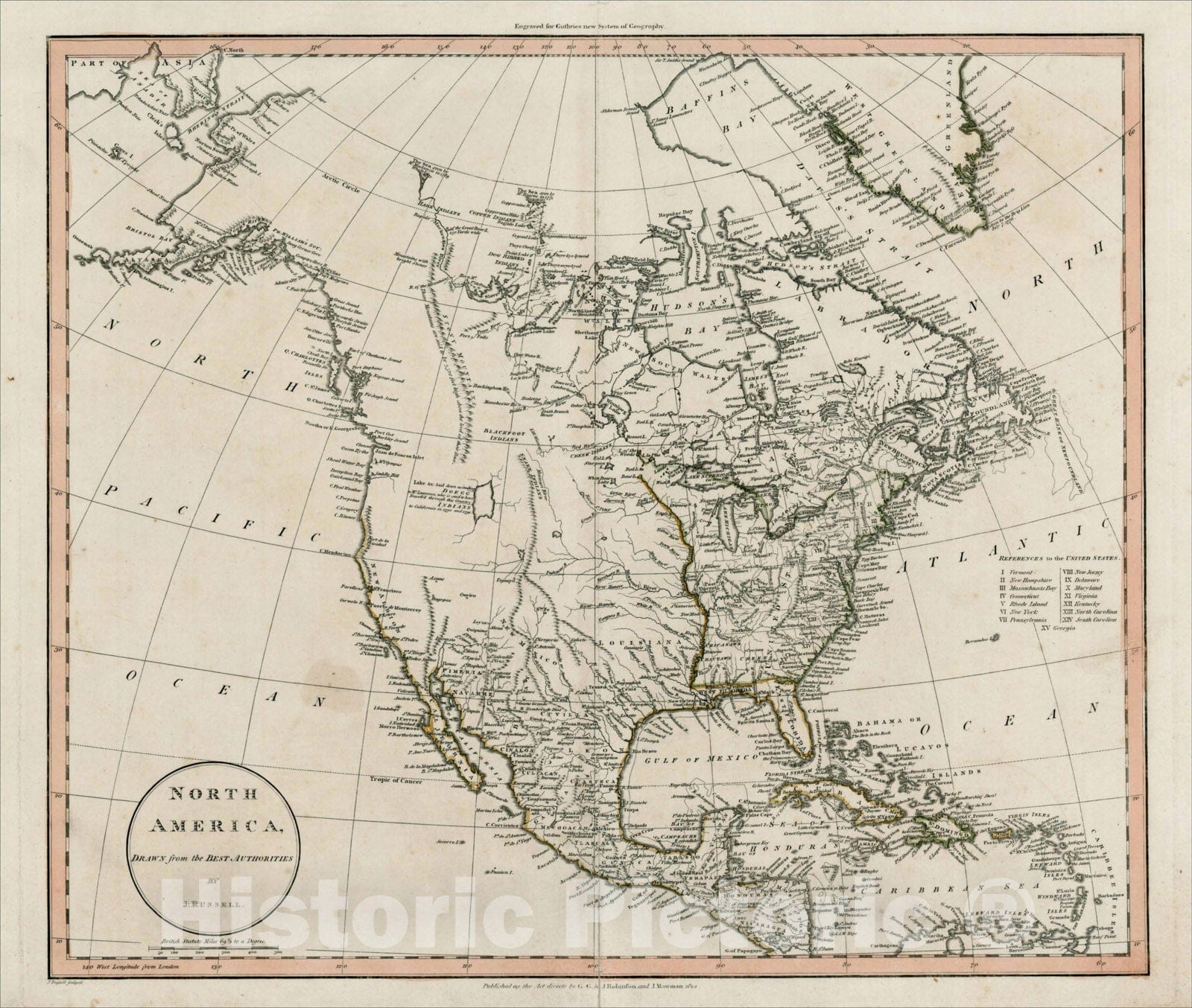 Historic Map : North America Drawn From The Best Surveys, 181, 1801, J ...