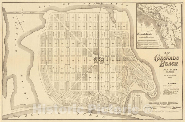 Historic Map : Map of Coronado Beach San Diego, California, Coronado B ...