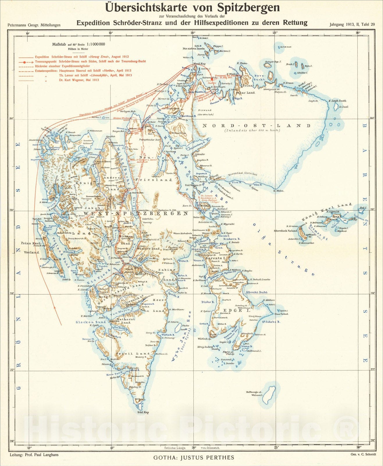 Historic Map : ?ersichtskarte von Spitzbergen zur Veranschaulichung de ...