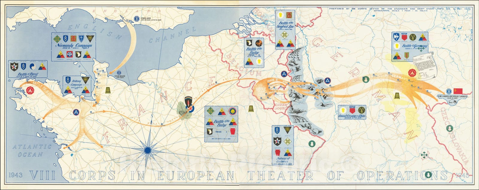 Historic Map : VIII Corps In European Theater of Operations, 1945, U.S ...