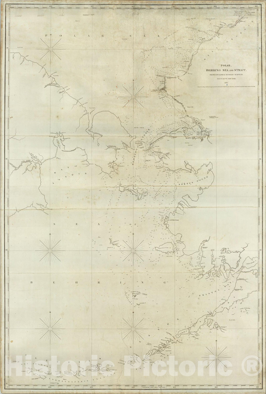 Polar Sea Bering Strait Nautical Chart 1851 Map Print – Historic Pictoric