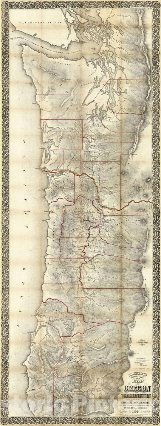 Historic Map : Preston's Sectional and County Map of Oregon and Washin ...