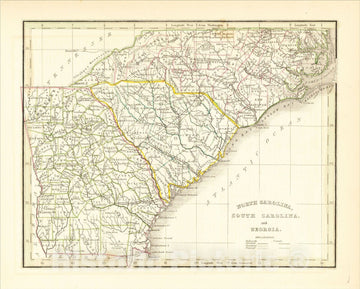 Historic Map : North Carolina, South Carolina and Georgia, 1835, Thoma ...