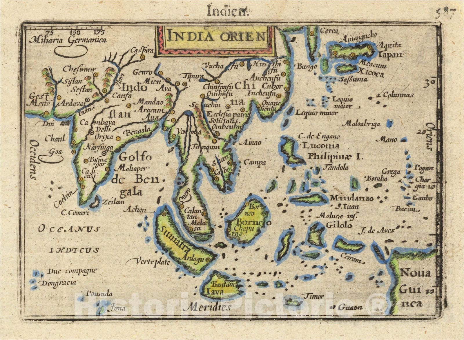Historic Map : India Orien, c1598, Petrus Bertius, Vintage Wall Art ...