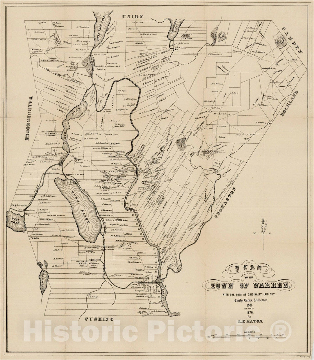 Historic Map : Plan of the Town of Warren with the Lots as Originally ...