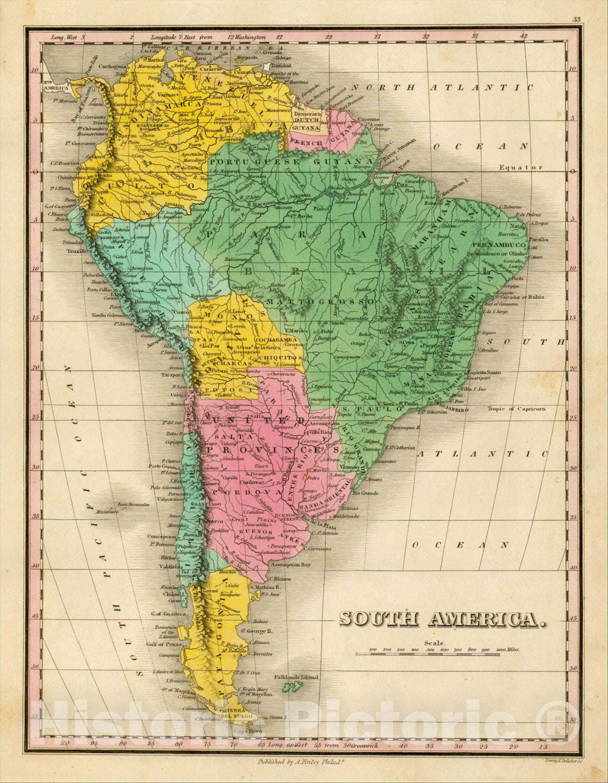 Historic Map : South America, 1826, Anthony Finley, Vintage Wall Art ...