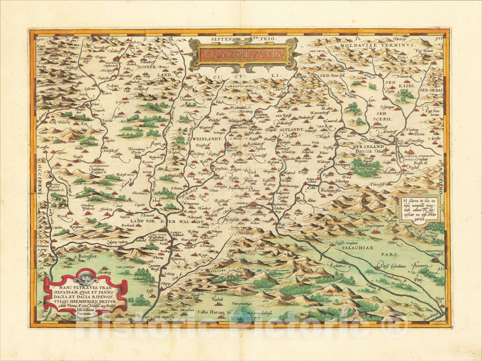 Historic Map : Transilvania, 1570, Abraham Ortelius, Vintage Wall Art ...